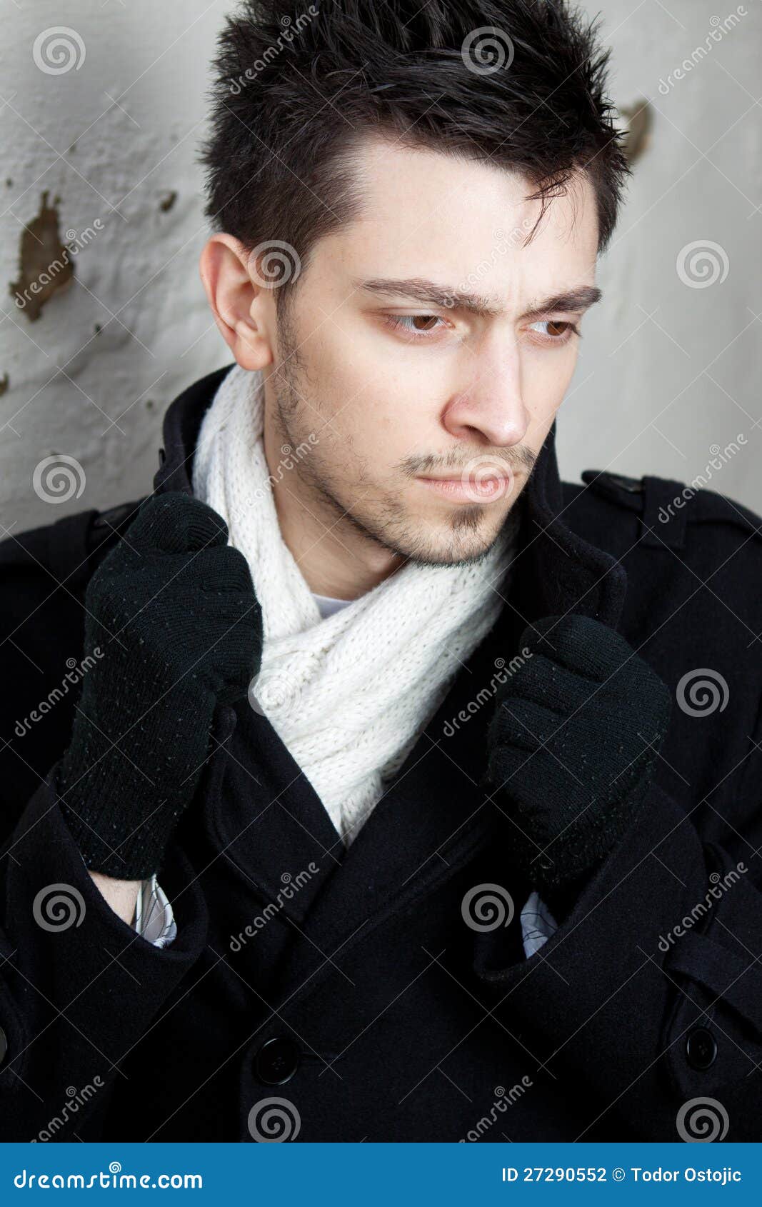 Handsome Young Man Wearing a Scarf Stock Photo - Image of young ...