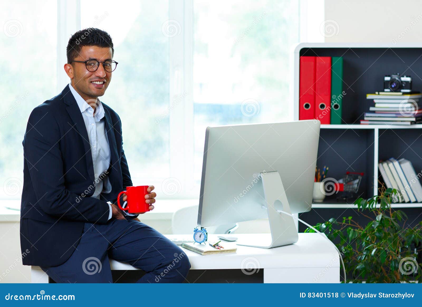 Handsome Young Man Working from Home Office Stock Photo - Image of home ...