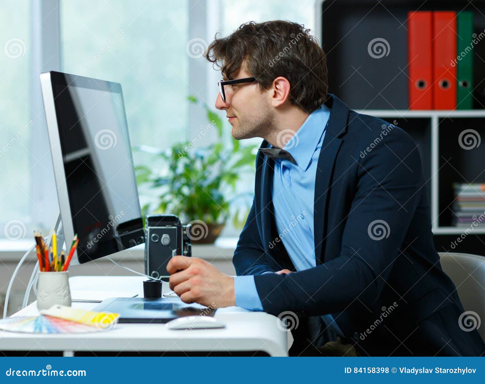 Handsome Young Man Working from Home Office Stock Photo - Image of home ...