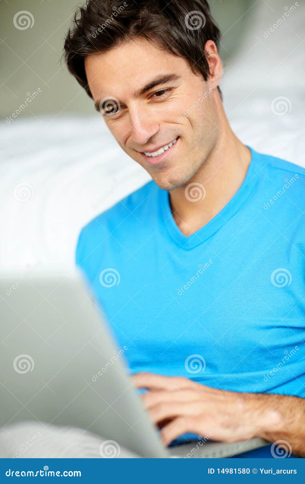 Handsome Young Man Working on Laptop Stock Photo - Image of natural ... Handsome Young Man Working on Laptop Stock Photo - Image of natural ...