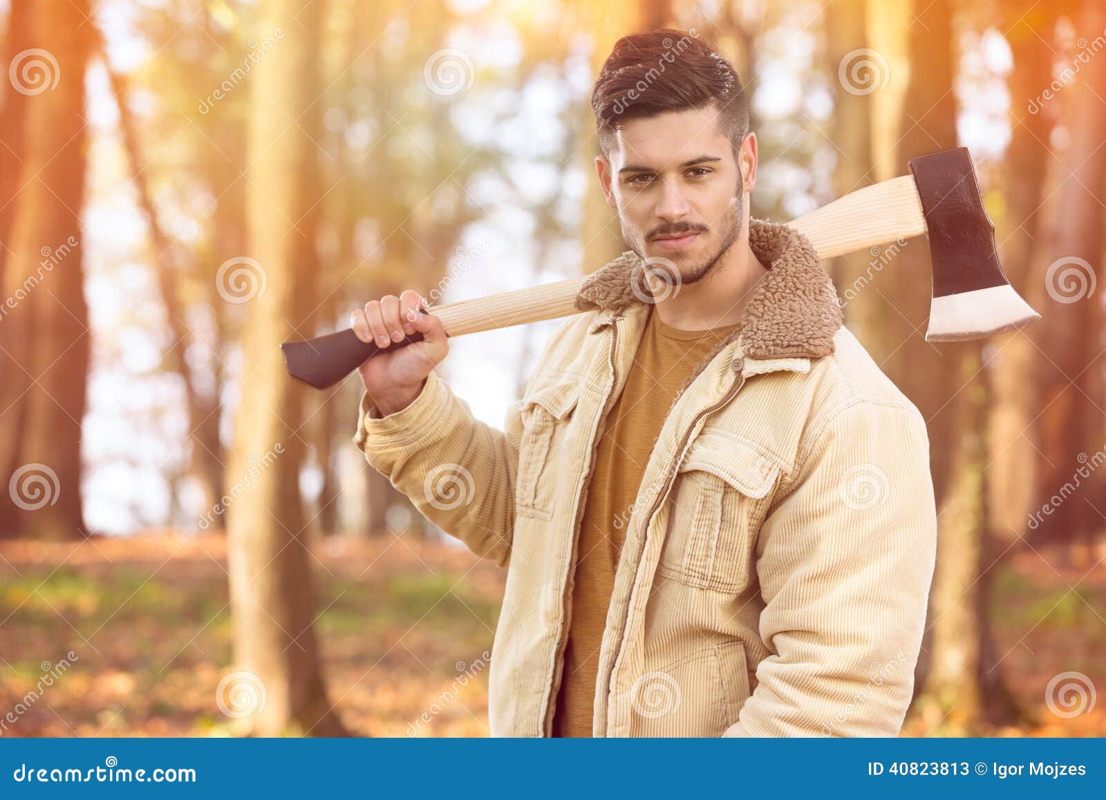 Handsome Young Men with Axe Stock Image - Image of camera, fitness ...