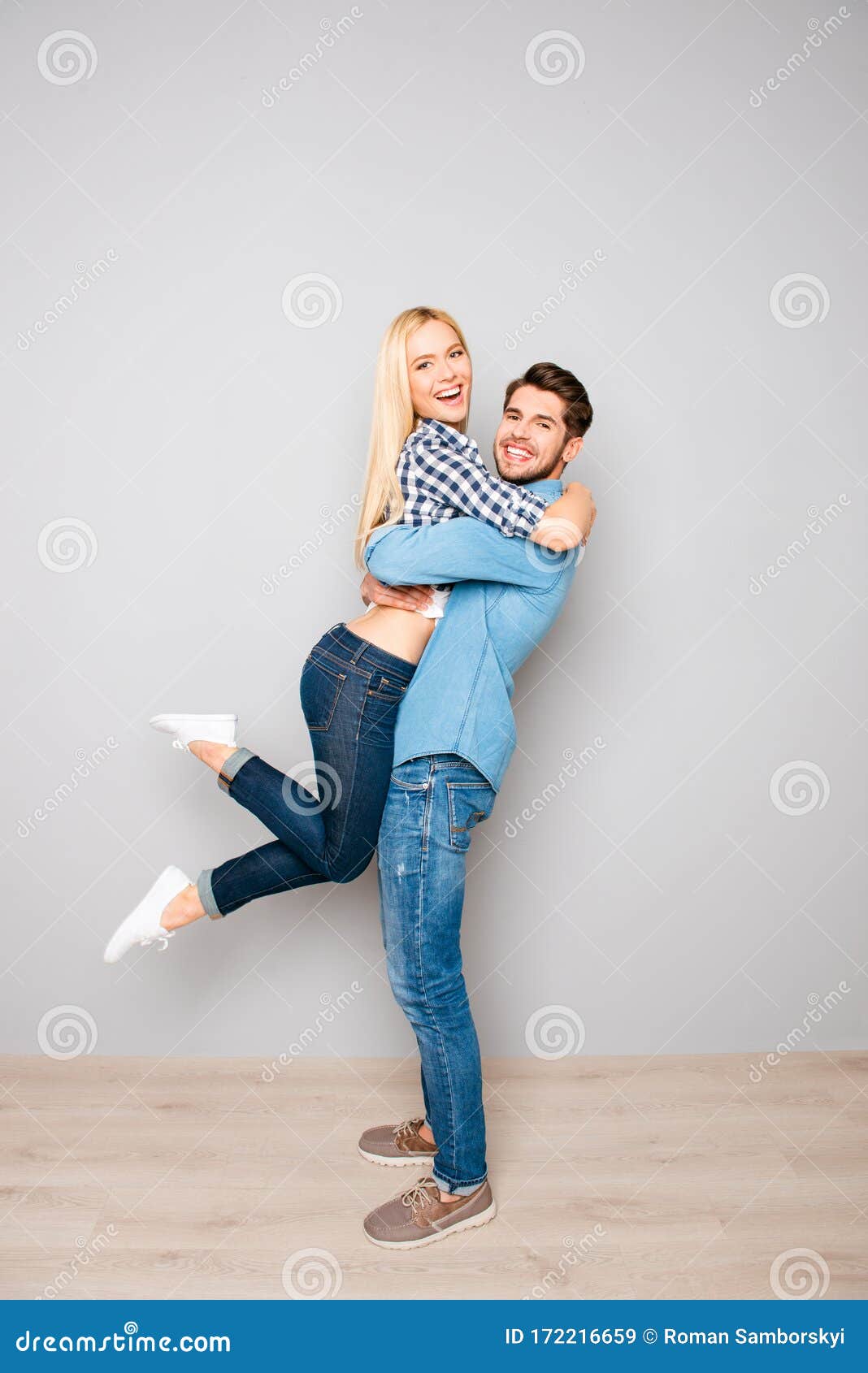 Handsome Young Man Carrying His Pretty Girlfriend Stock Image - Image ...