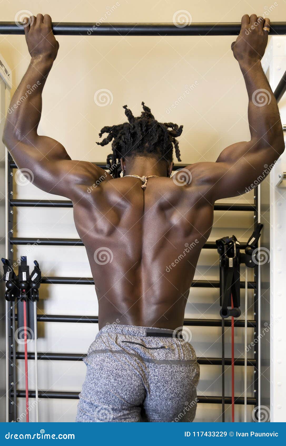 Bodybuilder Doing Pull-ups in the Gym Stock Image - Image of muscular ...