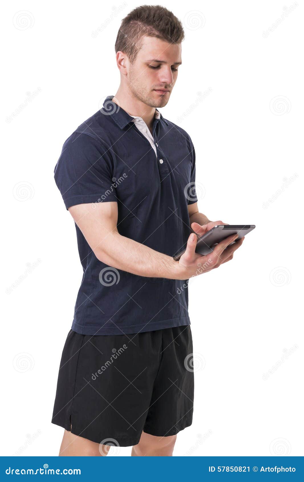 Handsome Young Personal Trainer with Tablet PC Stock Image - Image of ...