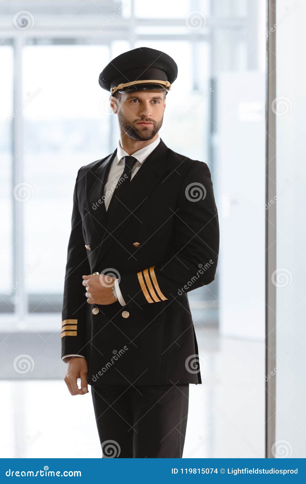 Handsome Young Pilot in Uniform Stock Photo - Image of worker, area ...