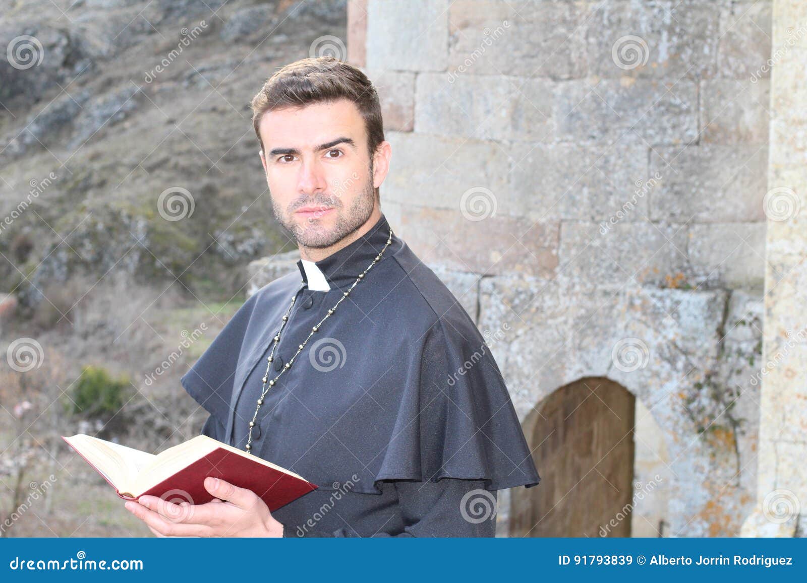 Handsome Young Priest Close Up with Copy Space Stock Image - Image of ...