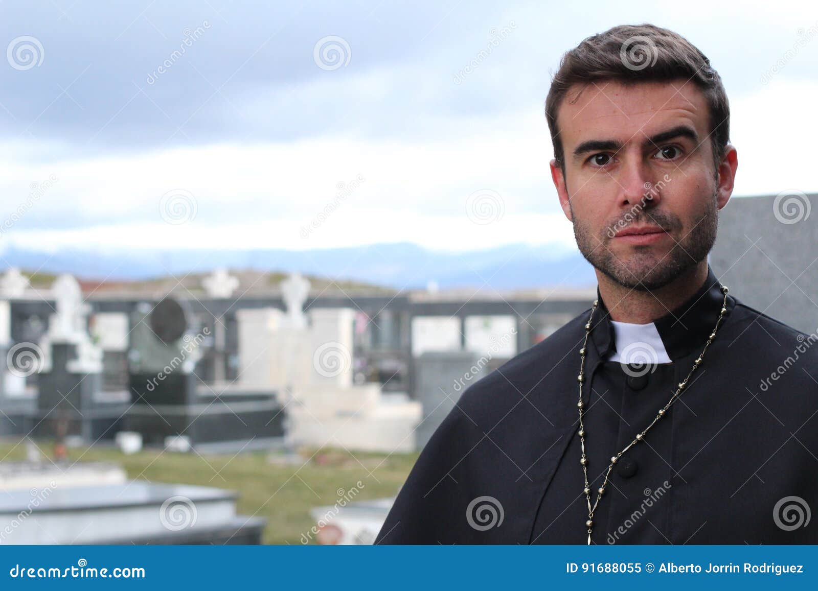 Handsome Young Priest Close Up Looking Away with Copy Space Stock Image ...