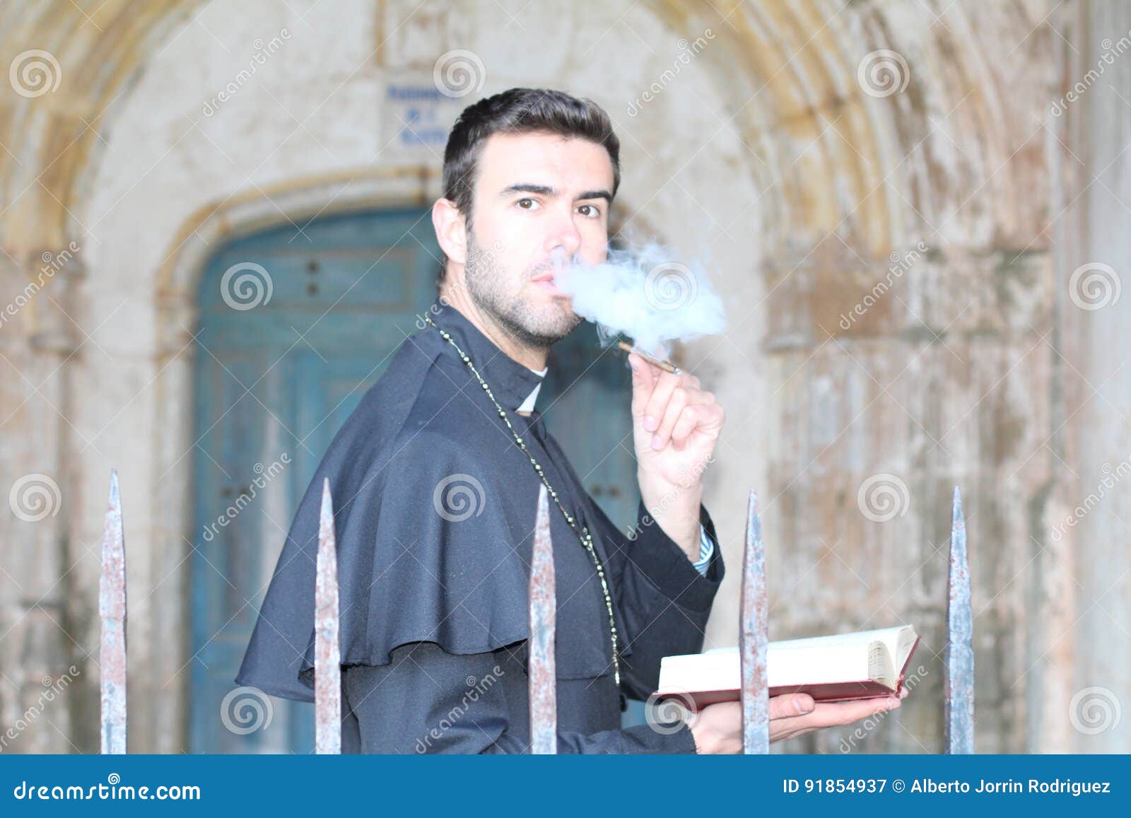 Handsome Young Priest Smoking Close Up Stock Image - Image of clergyman ...