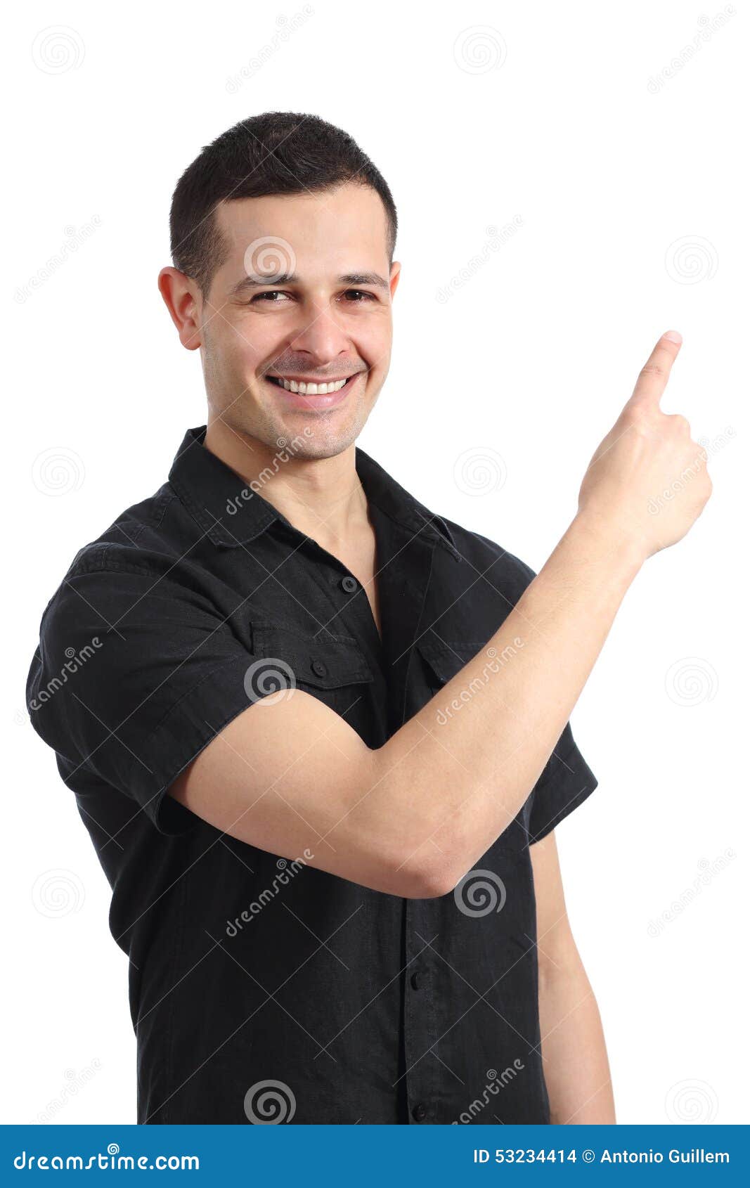 Handsome Young Promoter Man Presenting Some Thing Blank Stock Photo ...