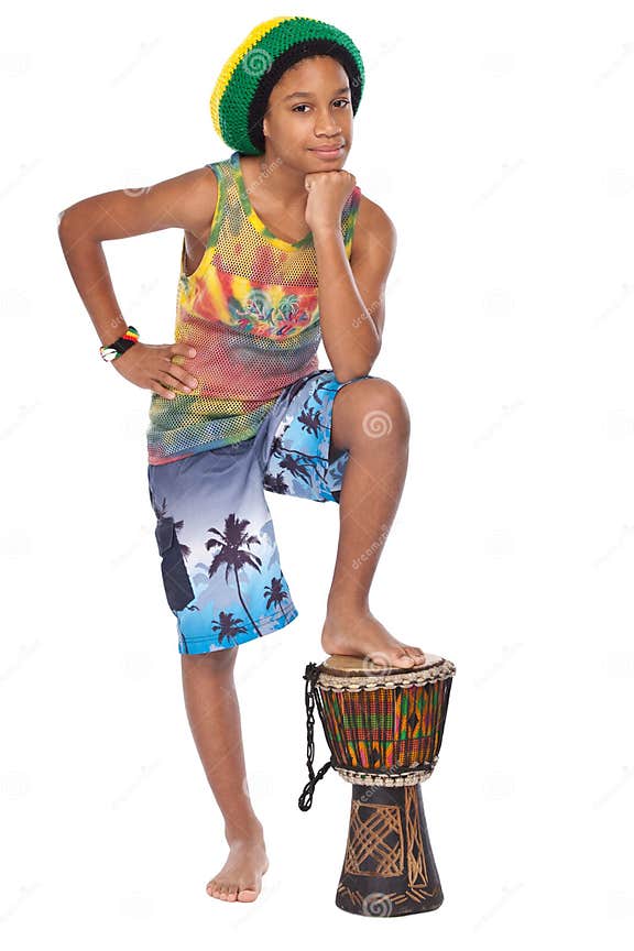 Handsome Young Rasta Boy Isolated on White Stock Photo - Image of ...