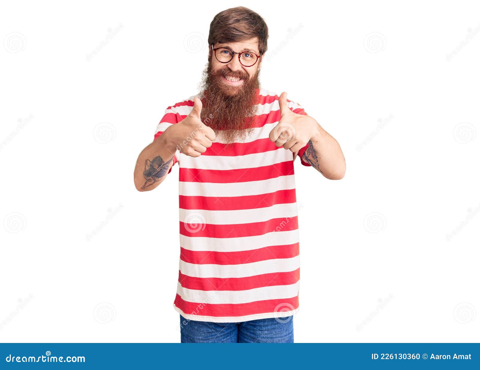 Handsome Young Red Head Man With Long Beard Wearing Casual Clothes