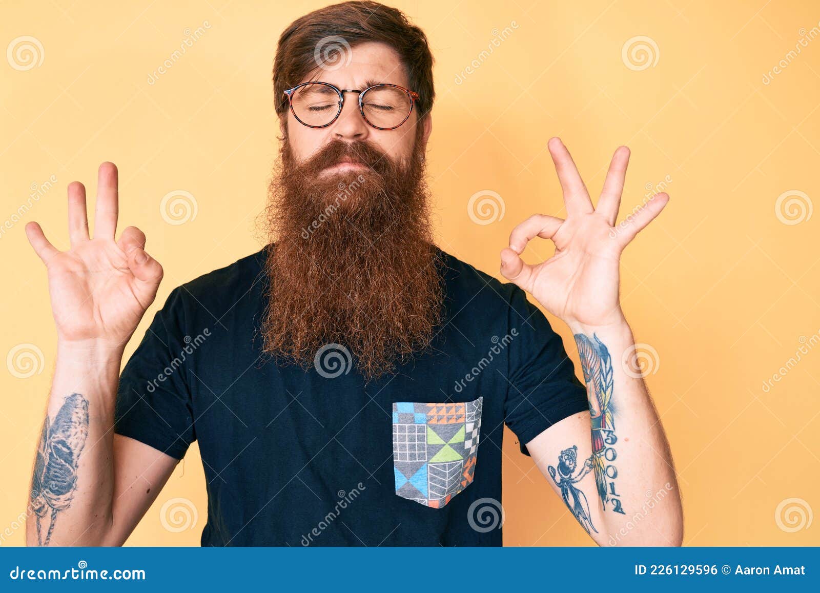 Handsome Young Red Head Man With Long Beard Wearing Casual Clothes And