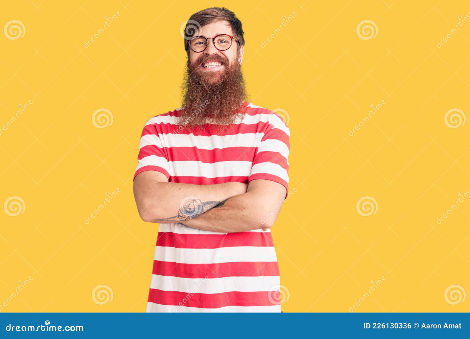 Handsome Young Red Head Man With Long Beard Wearing Casual Clothes