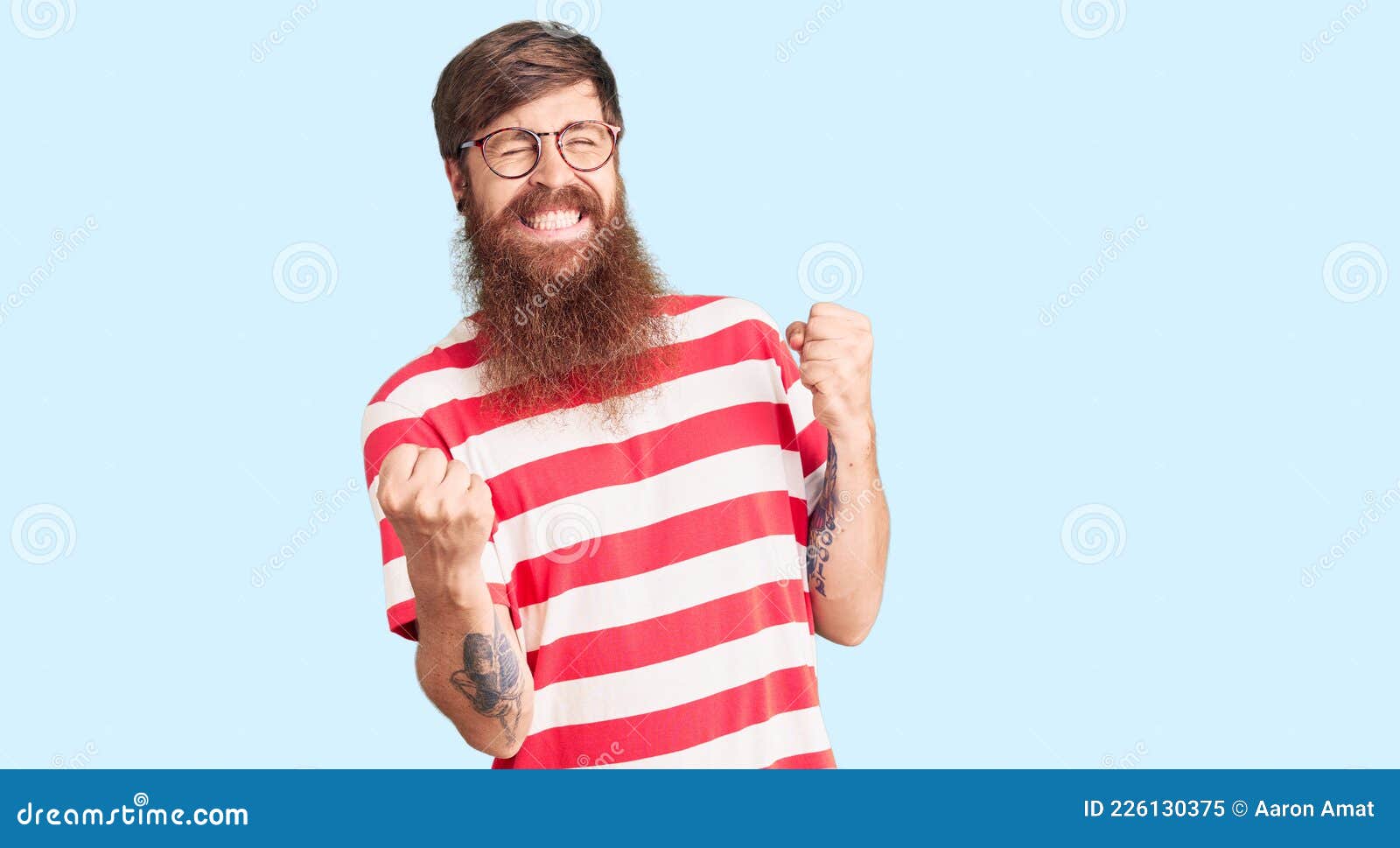 Handsome Young Red Head Man With Long Beard Wearing Casual Clothes Very
