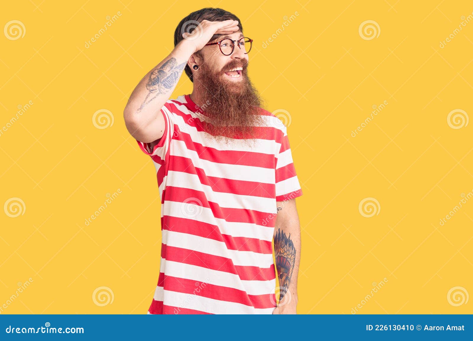 Handsome Young Red Head Man With Long Beard Wearing Casual Clothes Very