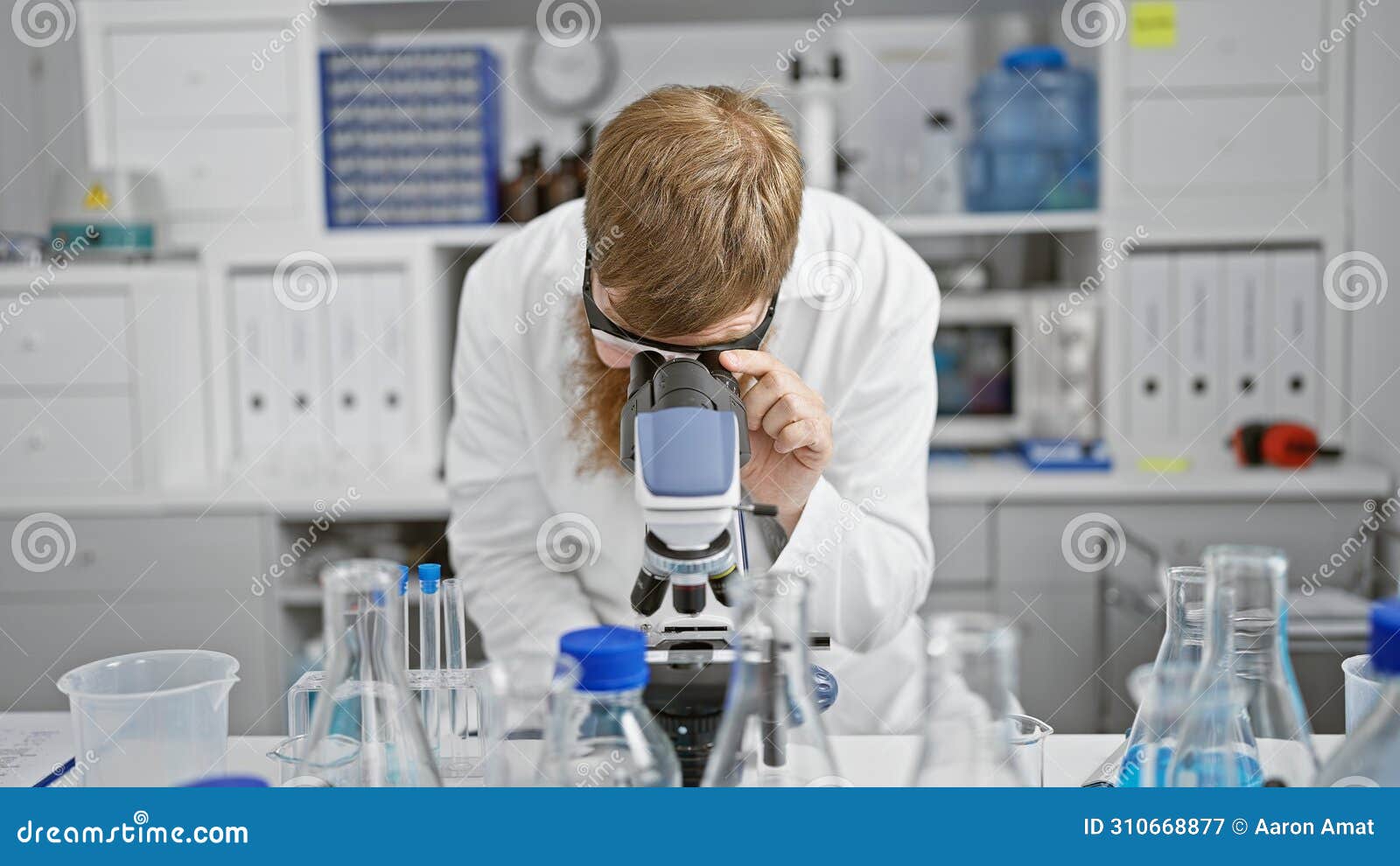 Handsome Young Redhead Man, a Professional Scientist, Harnessing the ...