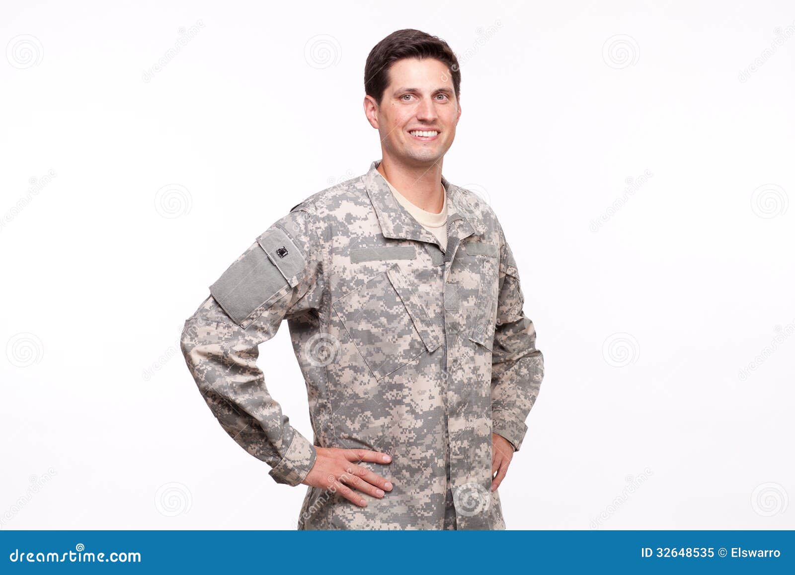 Handsome Young Soldier Posing with Hands on Hips Stock Image - Image of ...