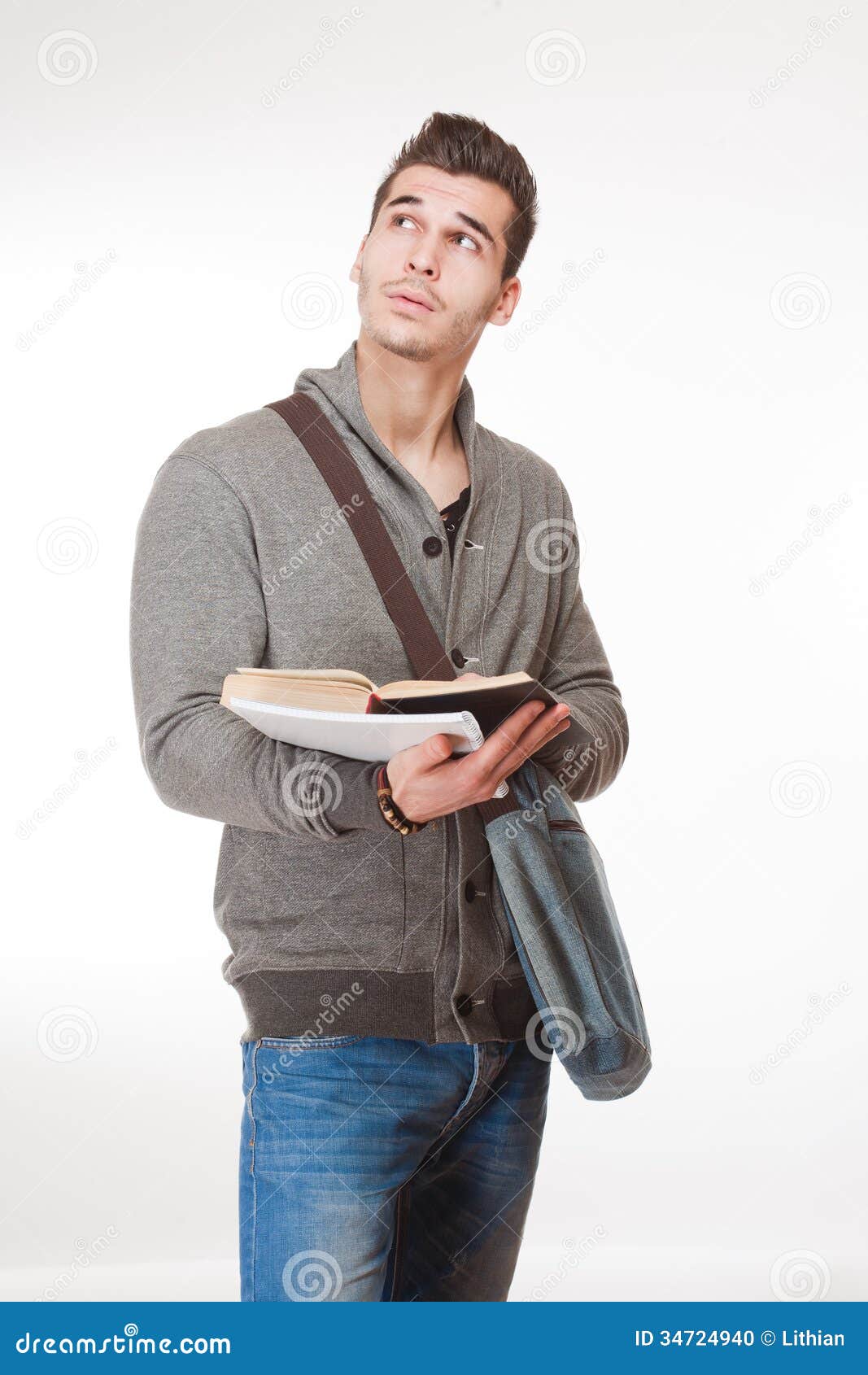 Handsome young student. stock photo. Image of pondering - 34724940