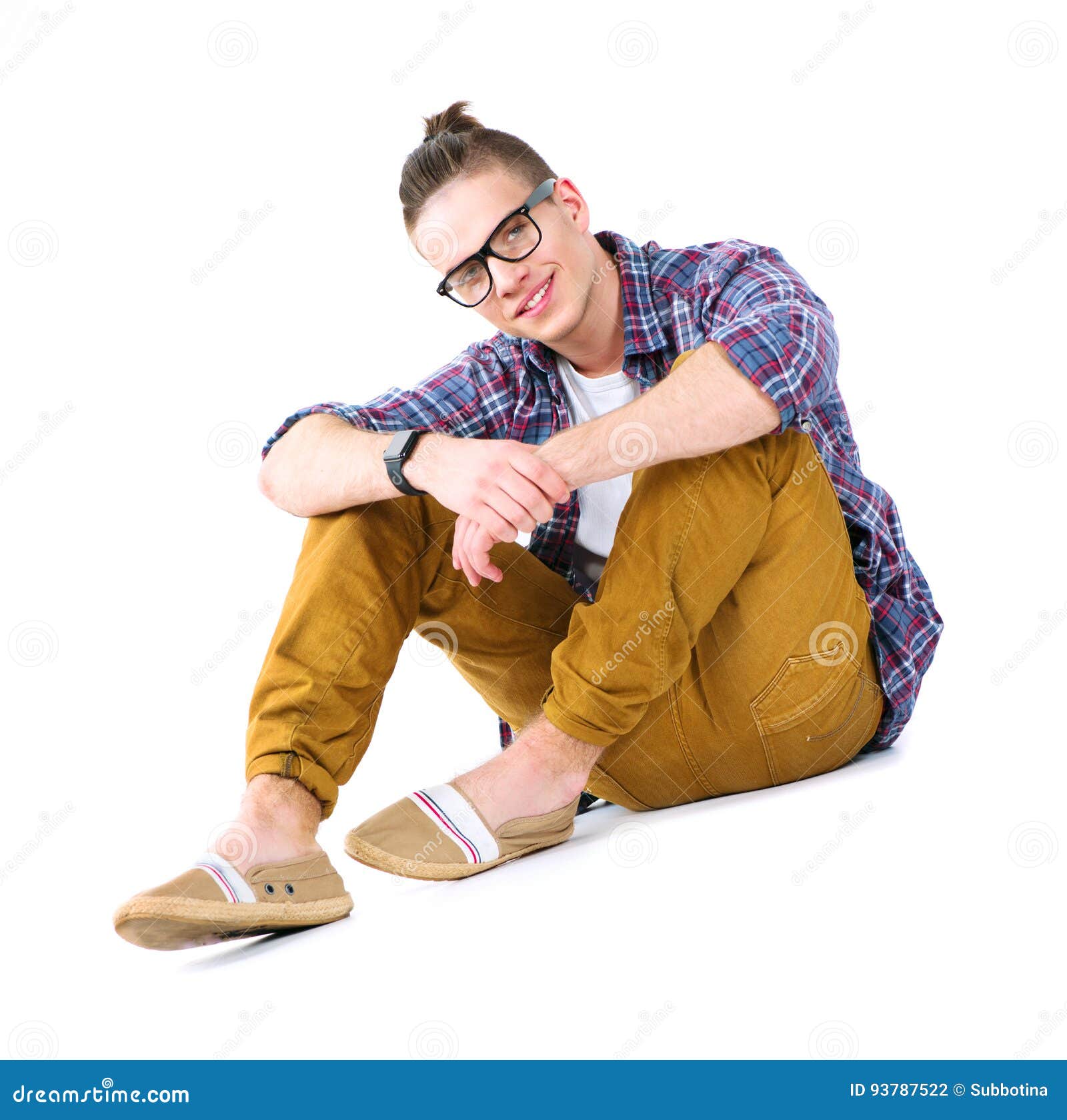 Handsome Young Stylish Man Sitting on the Floor Stock Photo - Image of ...