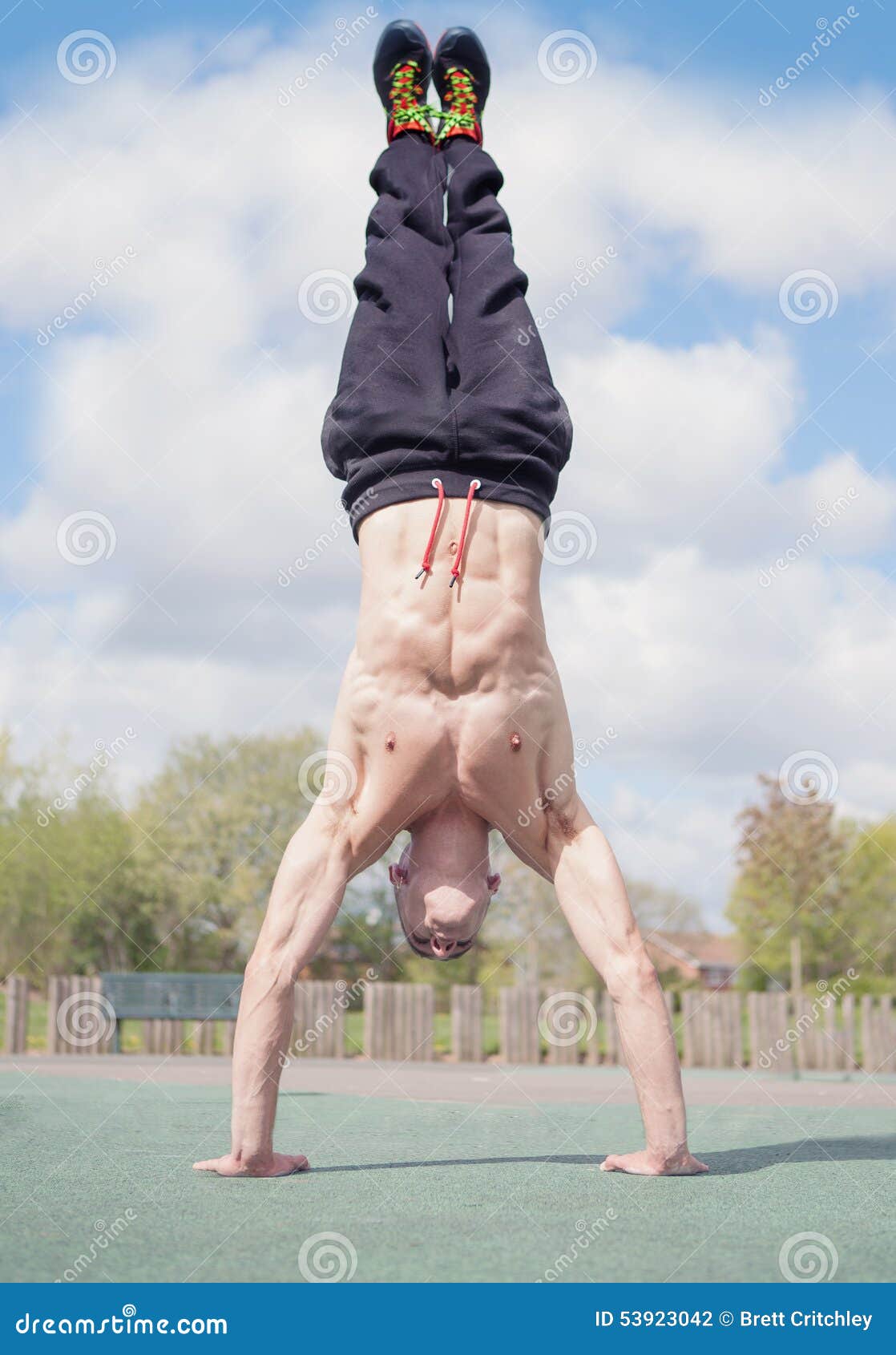 Handstand by muscualr man stock photo. Image of fitness - 53923042