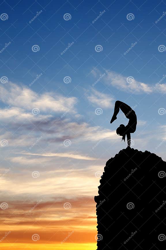 Handstand in sunset stock photo. Image of black, risk - 30542586