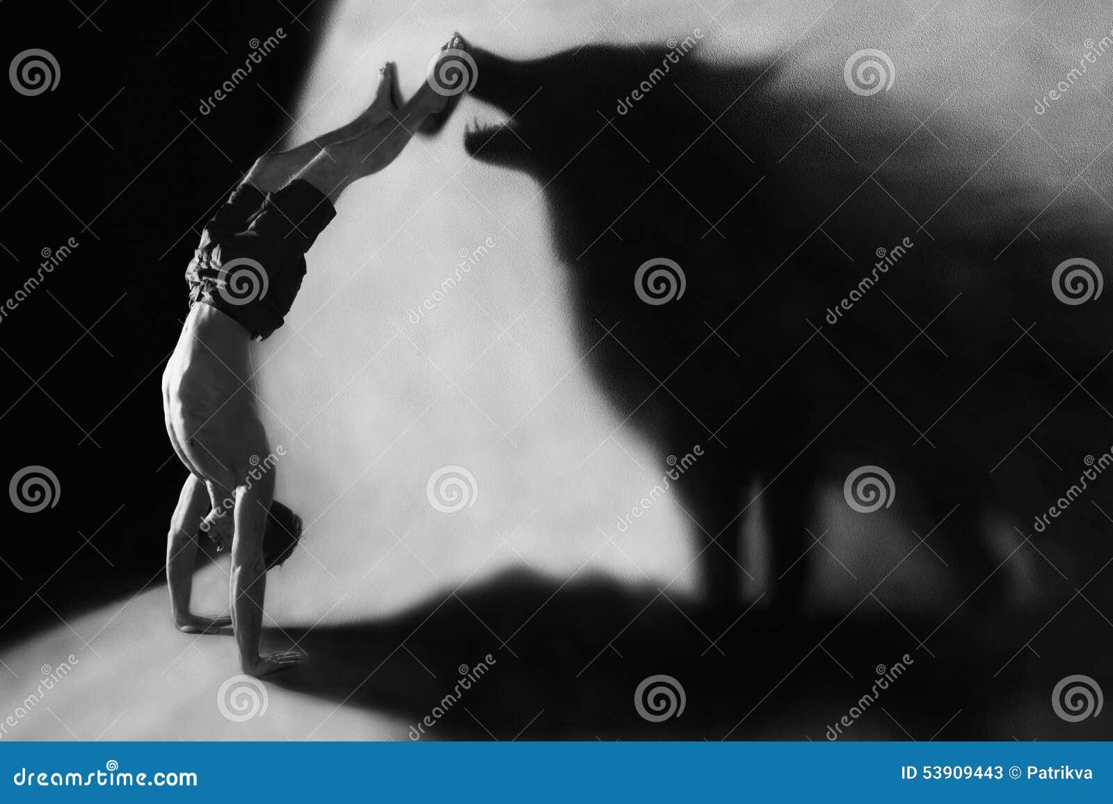 Handstand with Wolf Silhouette Stock Image - Image of calisthenics ...