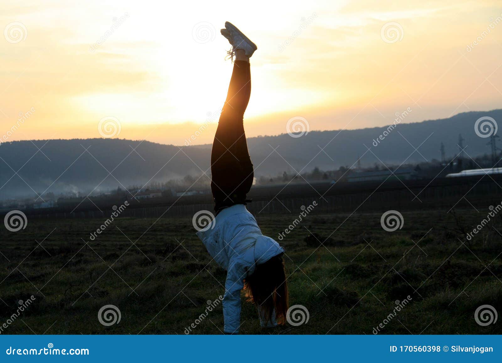 Handstanding on a Field for Fun Stock Photo - Image of teenager ...