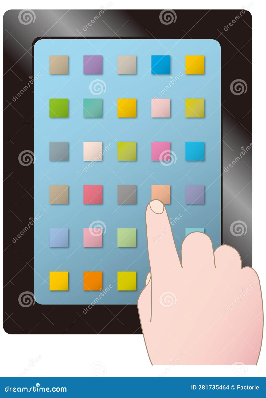 Hand Tapping an App on a Tablet Stock Vector - Illustration of mobile ...