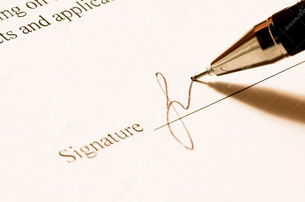 Handtekening. stock afbeelding. Image of schrijven, overeenkomst - 6165501