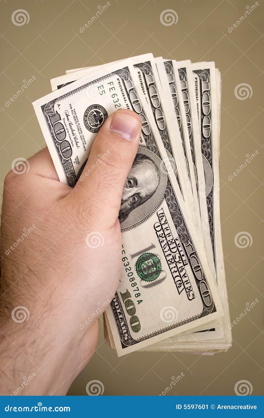 Handvol van Geld stock afbeelding. Image of honderden - 5597601