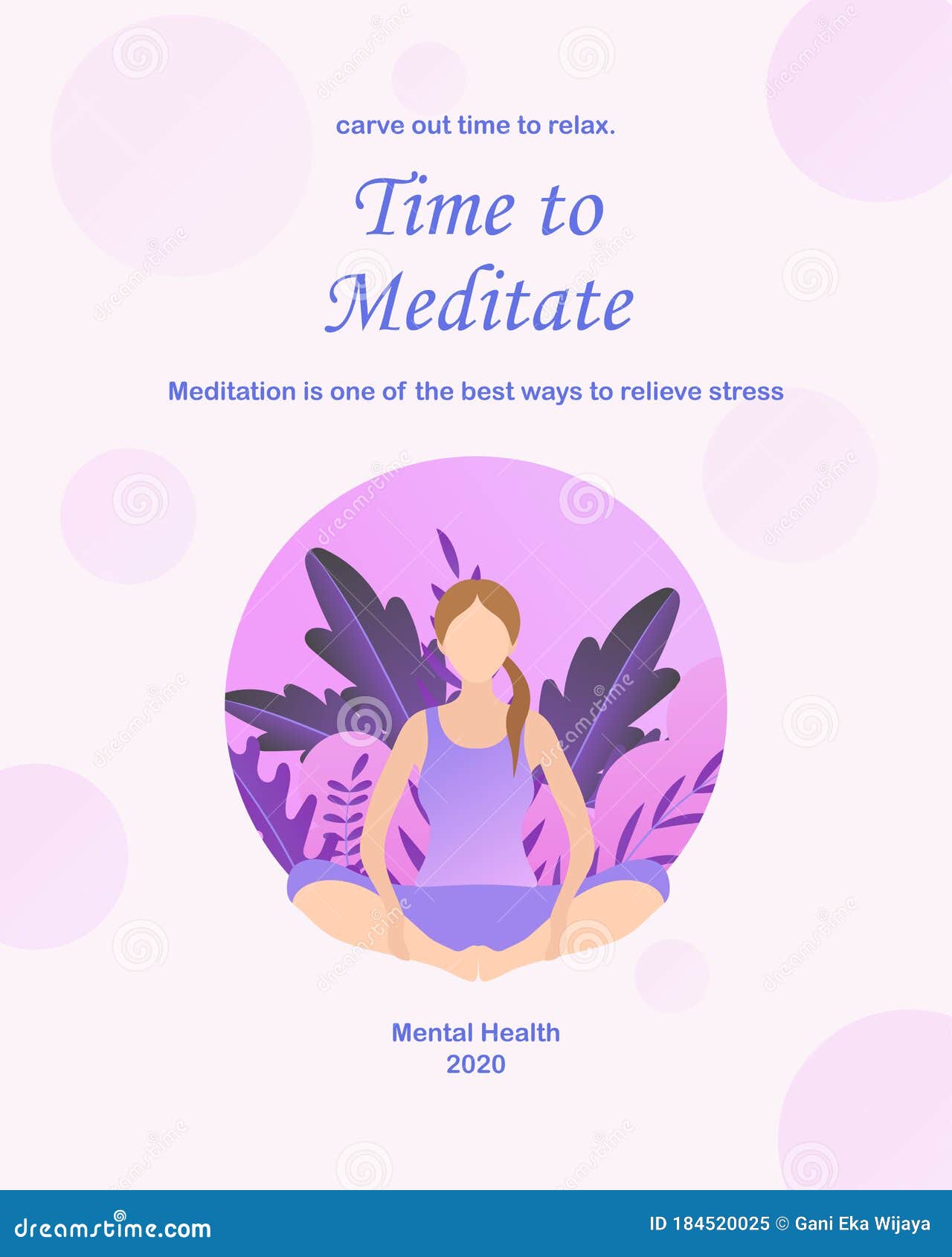 Time to meditate poster stock vector. Illustration of flat - 184520025