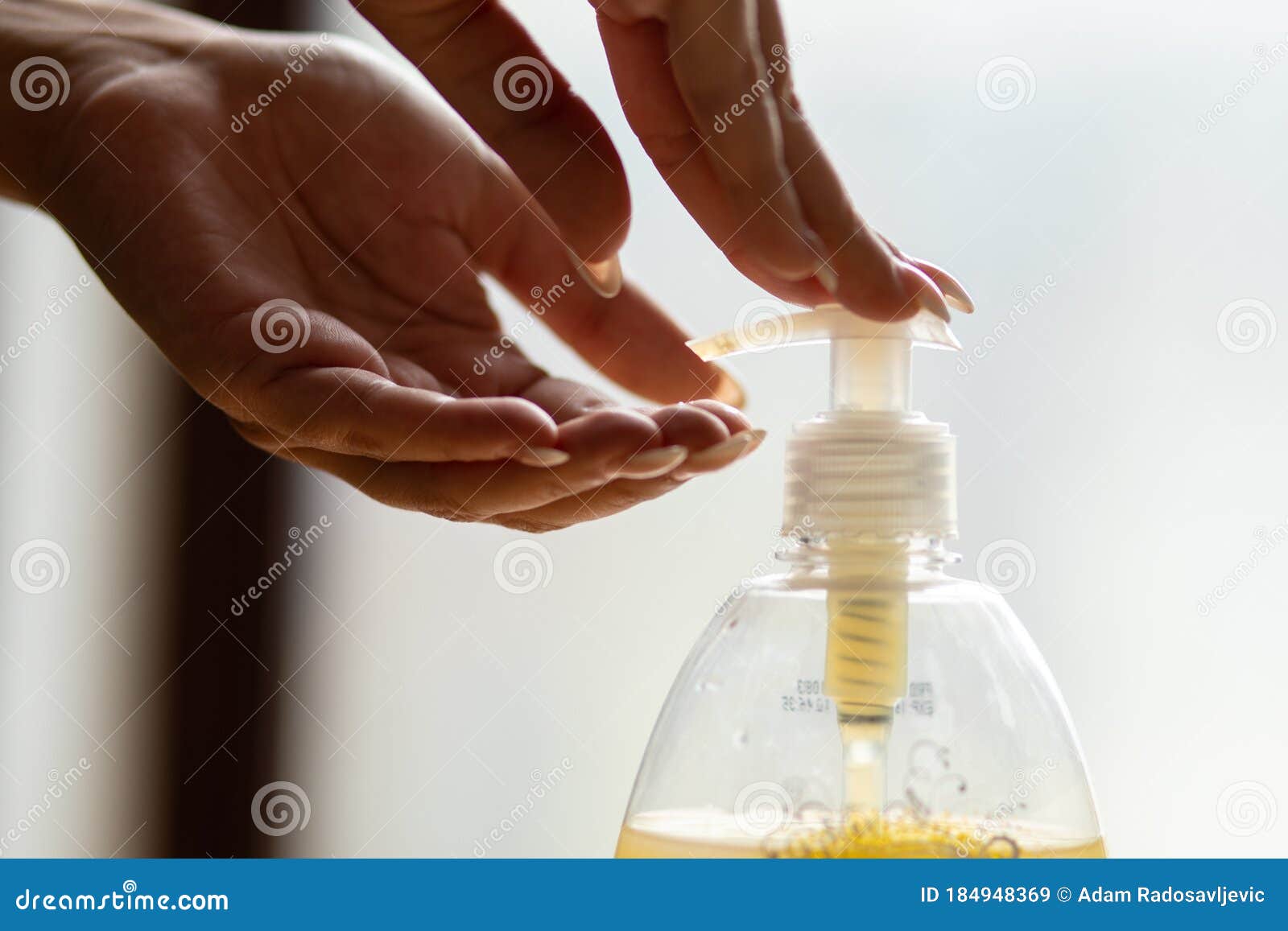 Handwashing, Hand Wash with Liquid Soap Stock Image - Image of bath ...