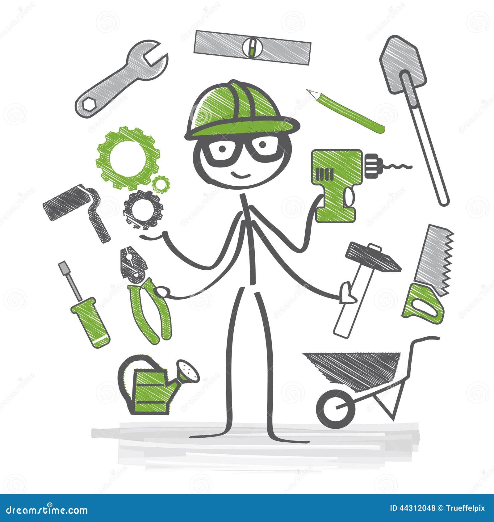 Handwerker stock abbildung. Illustration von hammer, tischler - 44312048