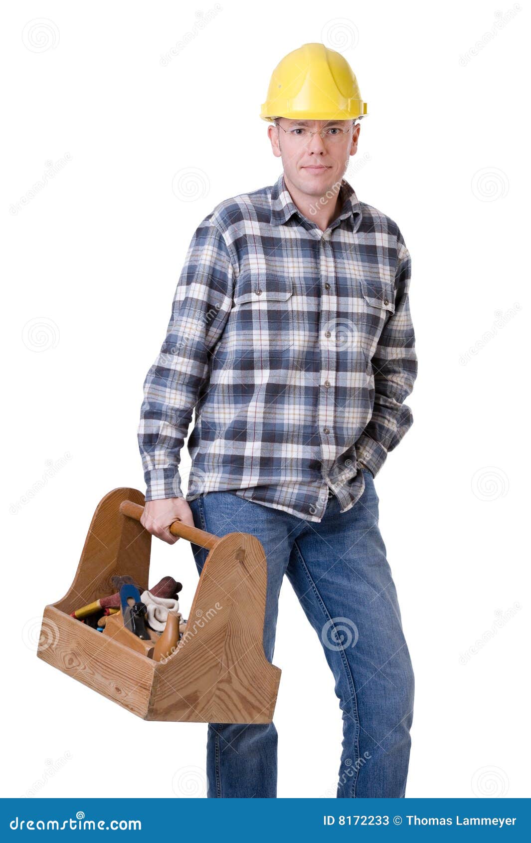 Handwerker Mit Werkzeugkasten Stockbild - Bild von ausrüstung ...