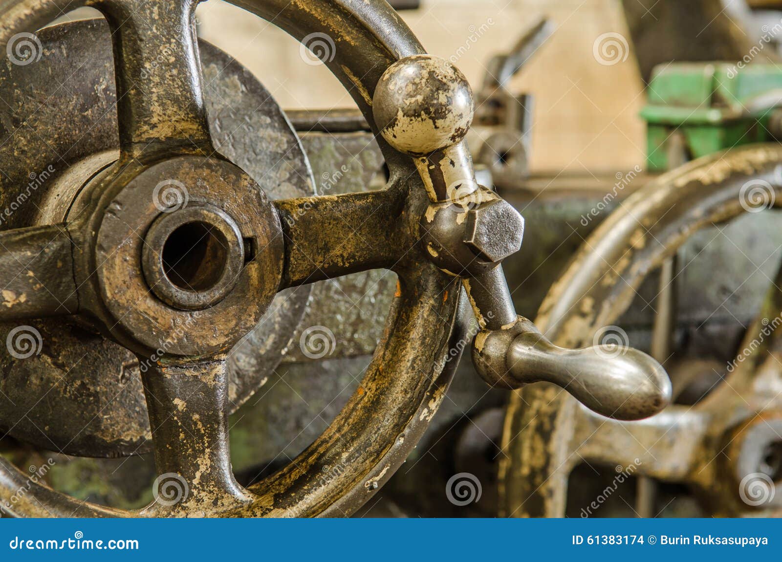 Handwheel Of Old Lathe Machine. Royalty-Free Stock Photography ...