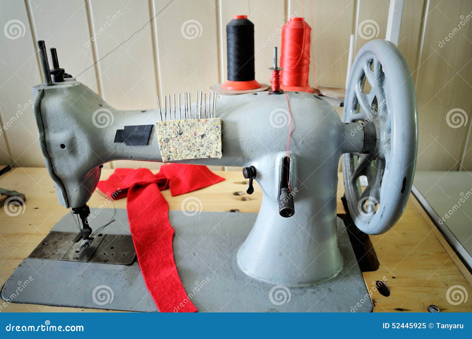 Handwheel Old Sewing Machine. Horizontal Stock Image - Image of manual ...