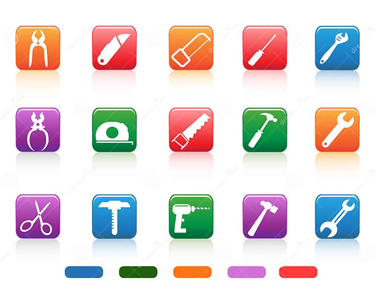 Handwork Tools Icons Button Stock Vector - Illustration of collection ...