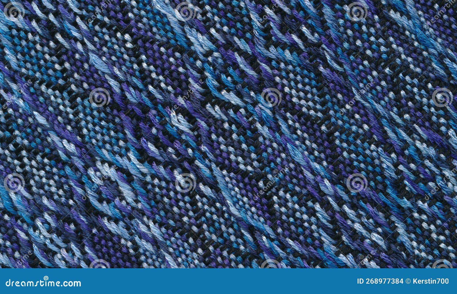 Handwoven Fabric in Black and Blue Shades with Complicated Pattern ...