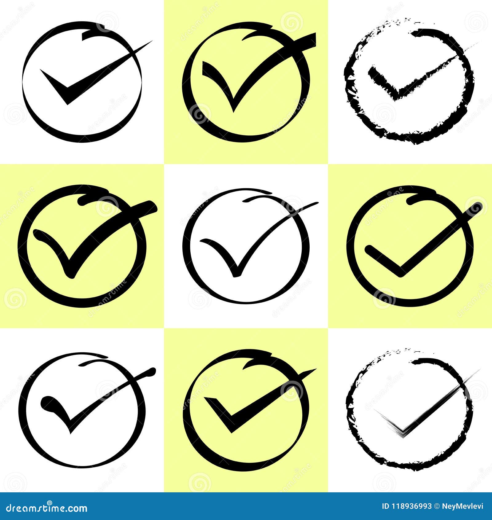 Handwrite Style Set of Check Box. Accept, Checkbox or Check Mark Stock ...