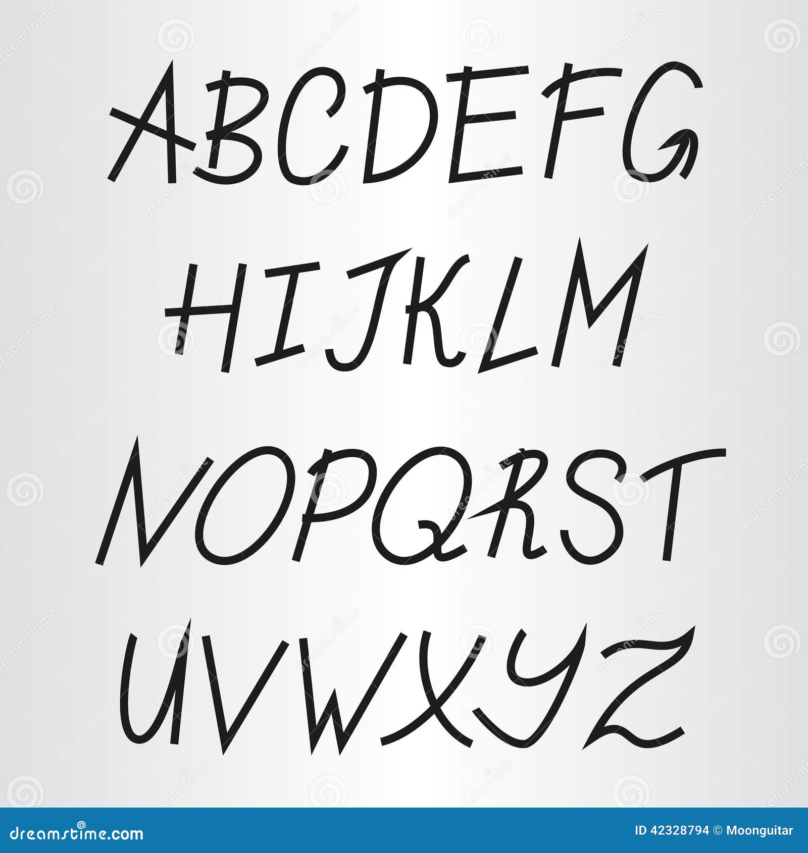 Handwriting Alphabet, Vector Hand Drawn Font. Vector Stock Vector ...