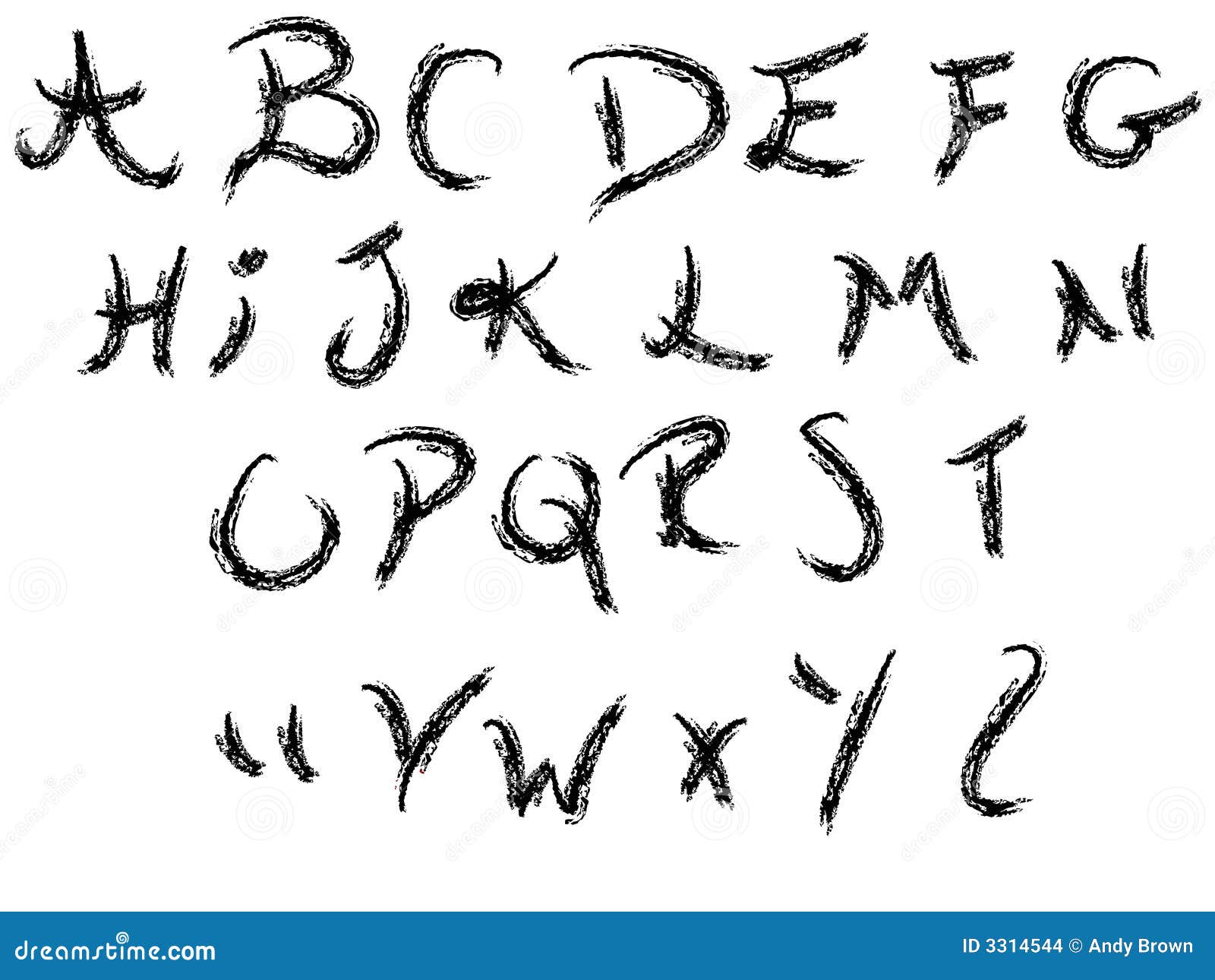 Handwriting alphabet a-Z stock vector. Illustration of letters - 3314544