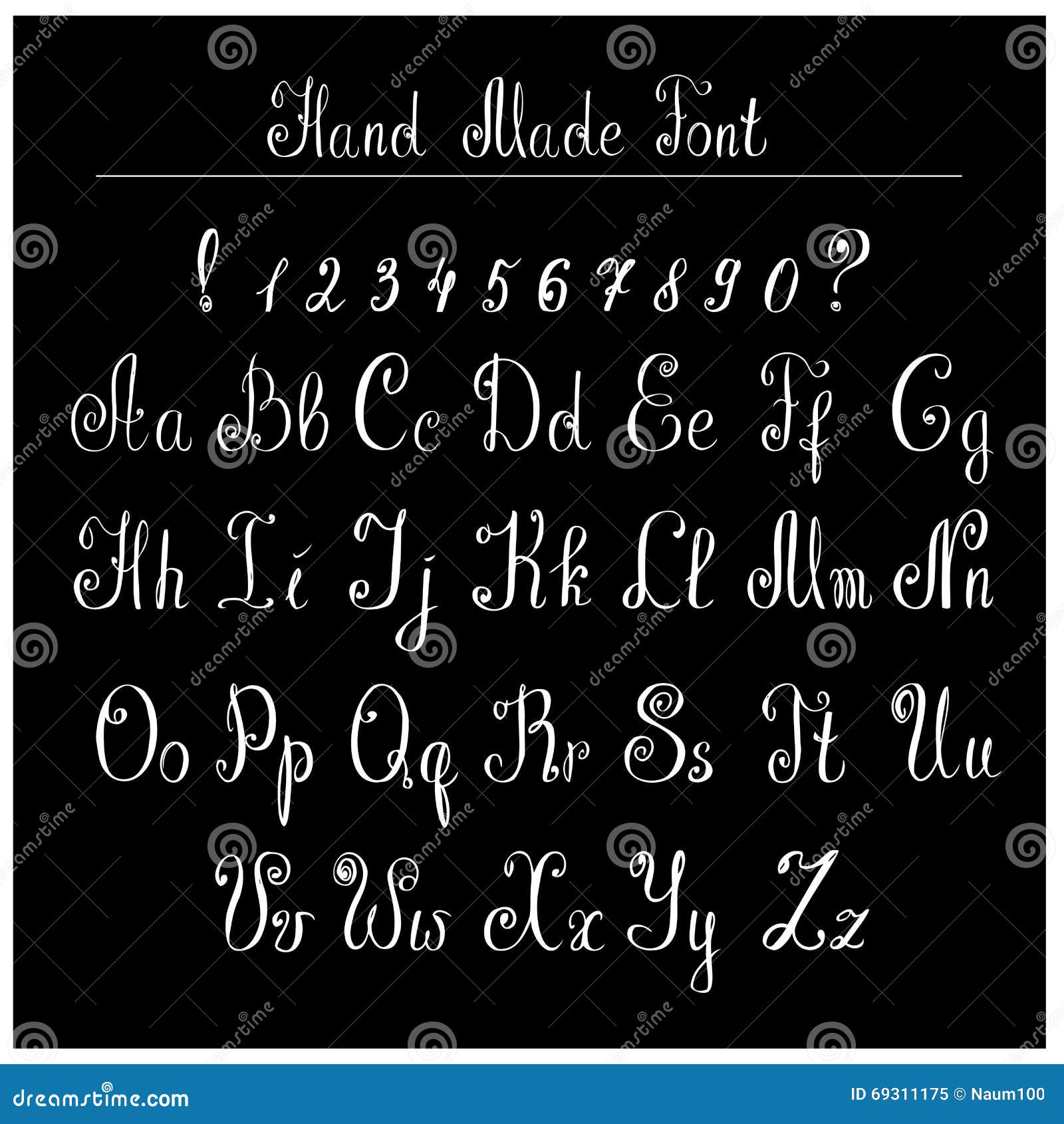 Handwriting Alphabets Hand-drawn Outline Font Without Fill Vector ...