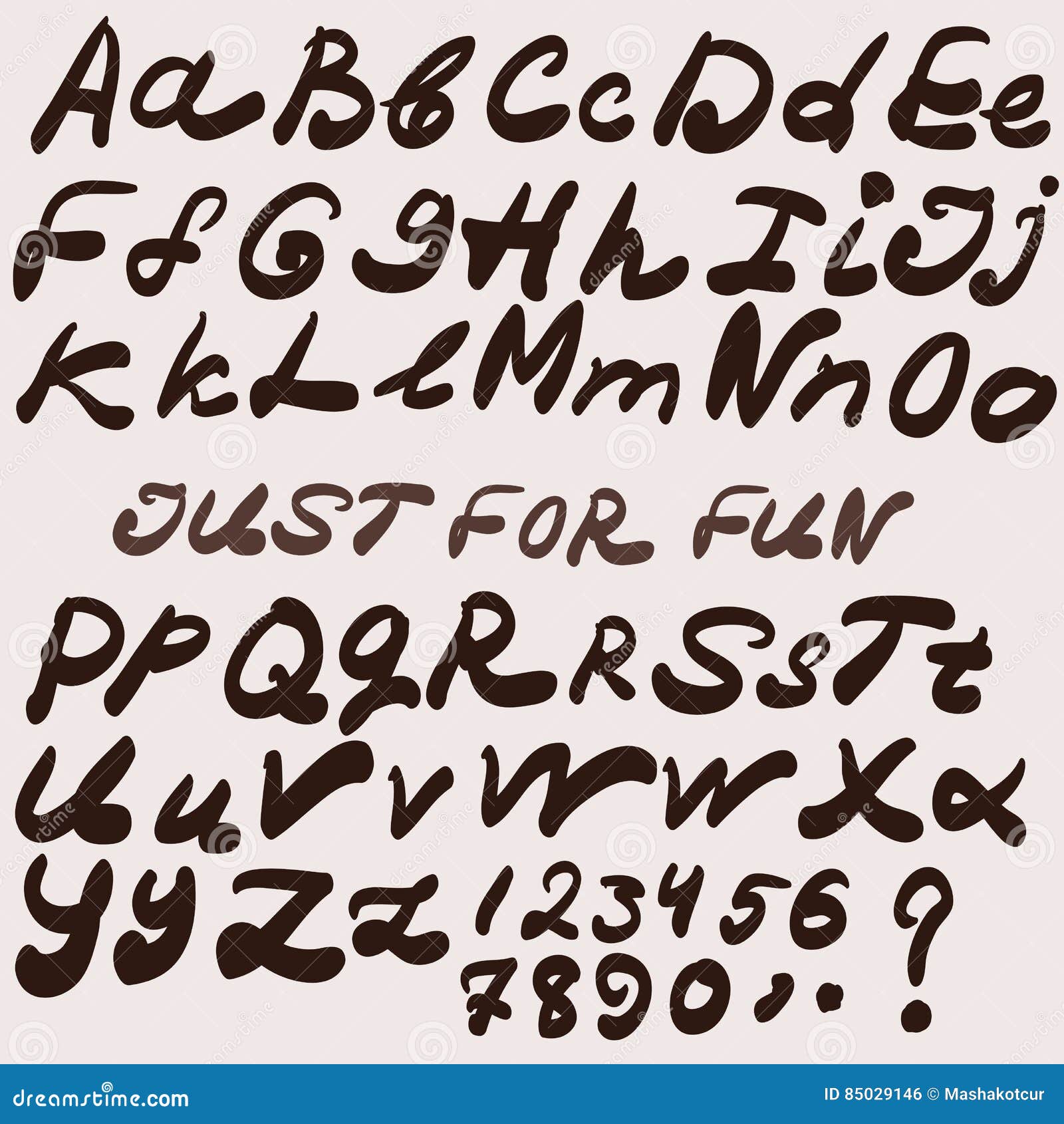 Handwriting Brush Font. Vector Alphabet Stock Vector - Illustration of ...