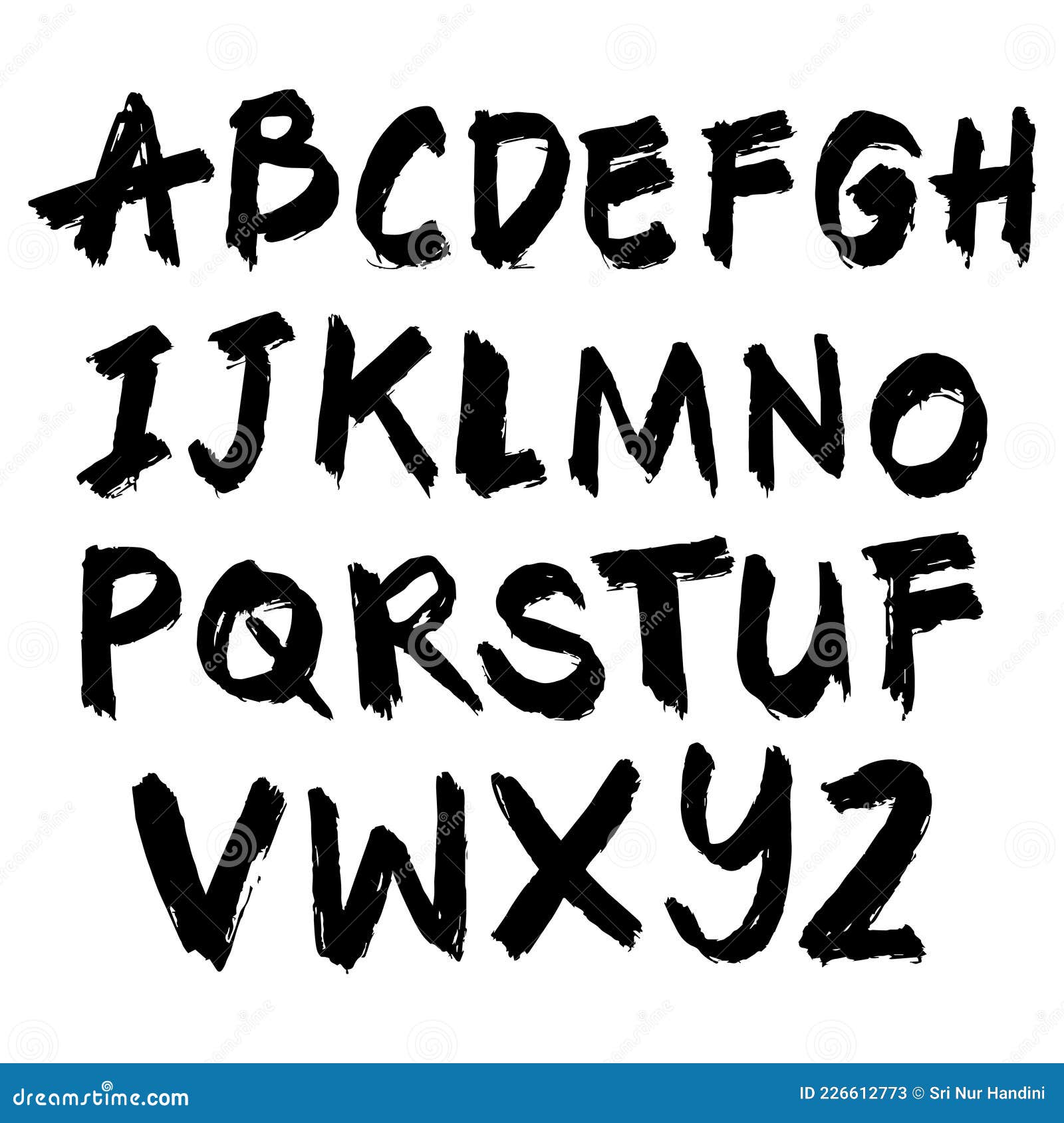 Handwriting Brush Lettering Alphabet Letters. Stock Vector ...
