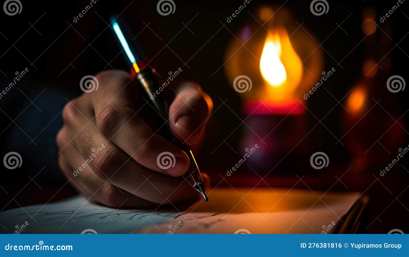 Handwriting by Candlelight, Creativity Burning Bright Generated by AI ...
