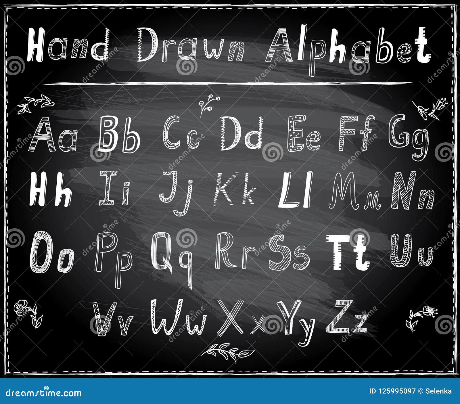 Handwriting Chalk Vector Alphabet Cartoon Typography Design On A