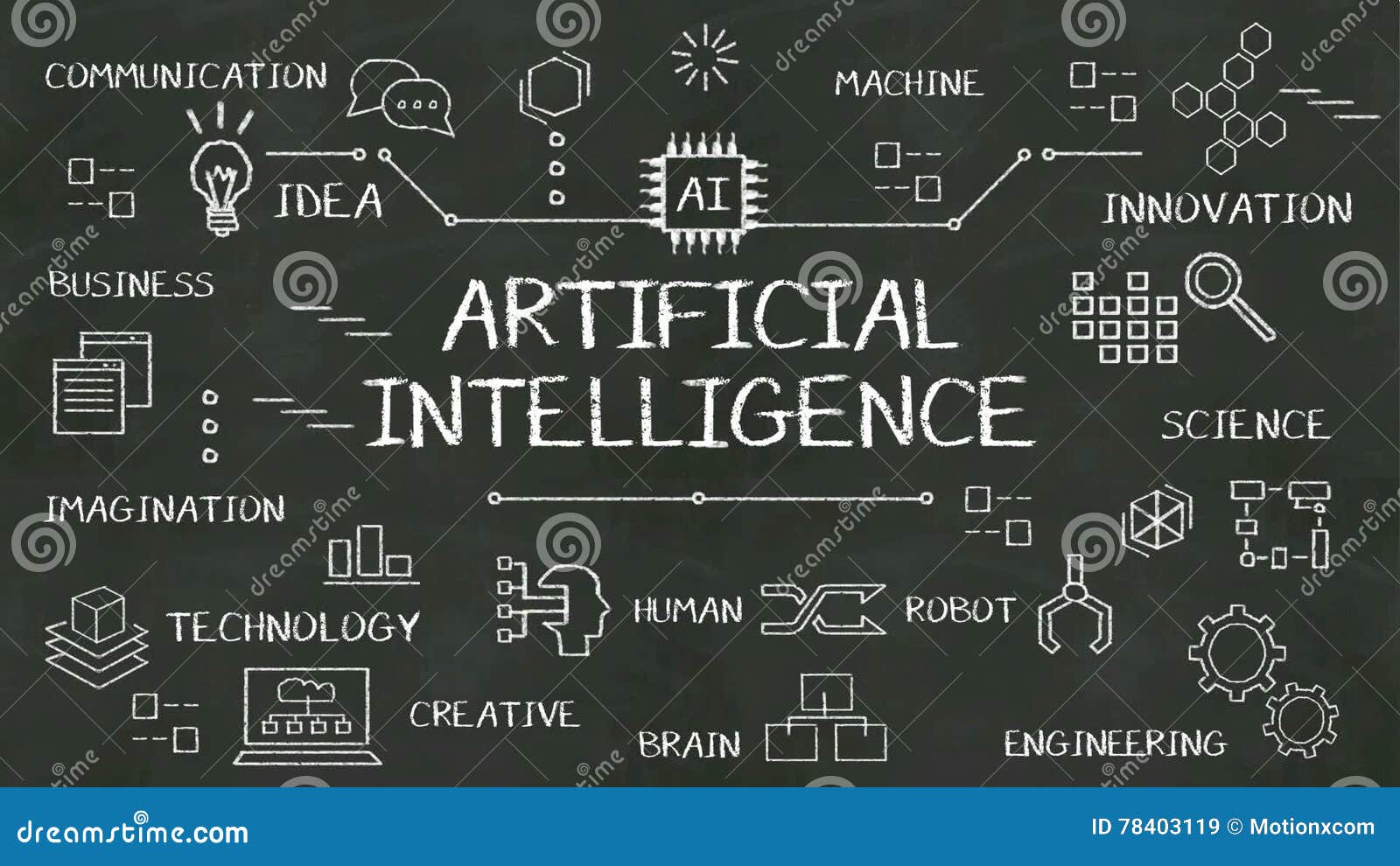 Handwriting Concept of Artificial Intelligence at Chalkboard. with ...