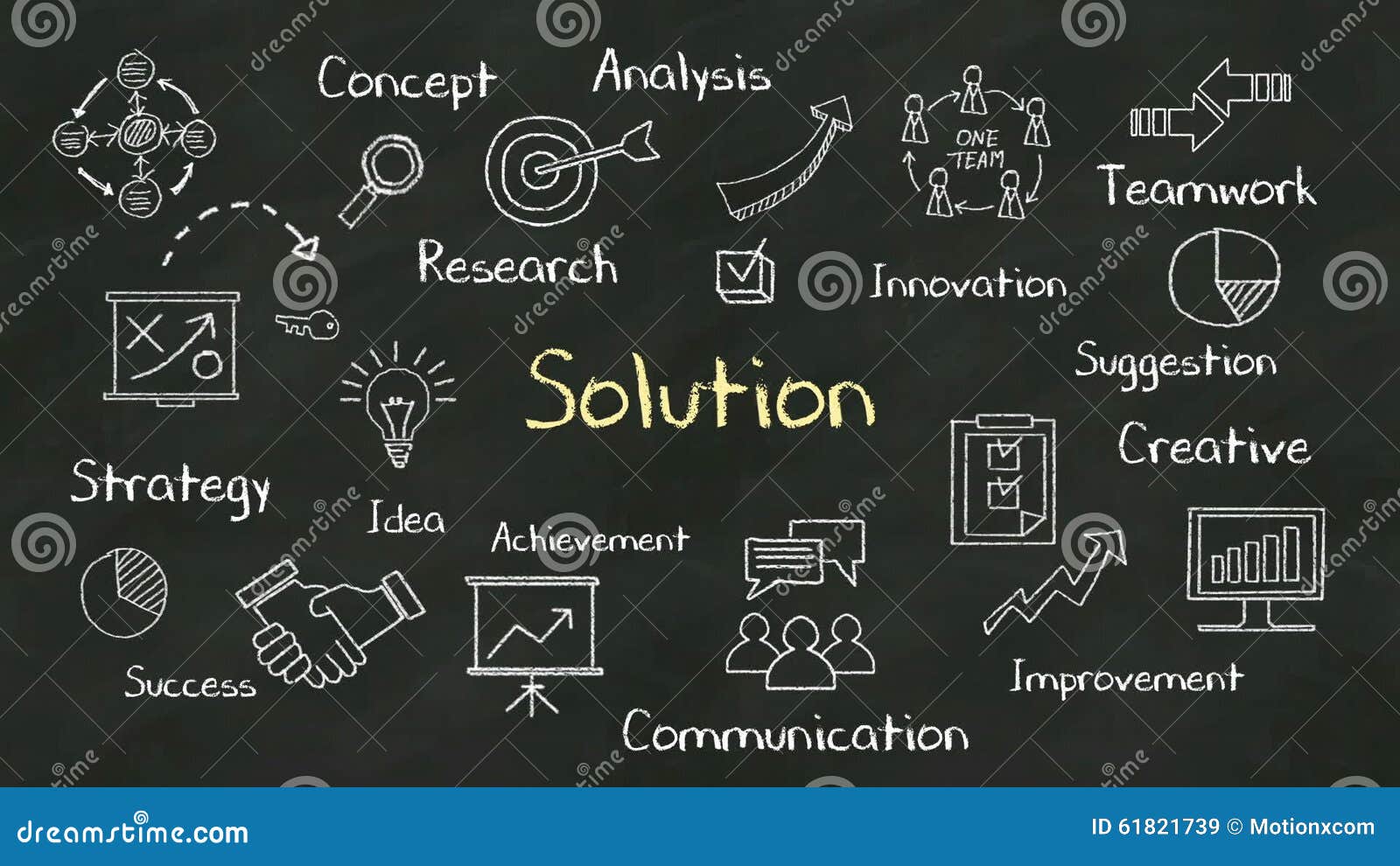 Handwriting Concept of Solution at Chalkboard. with Various Diagram ...