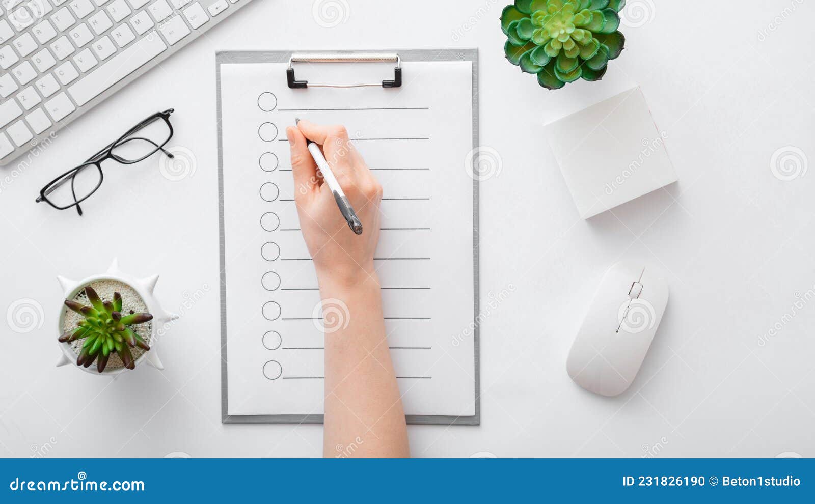Handwriting on Empty List in Notepad To Do List. Female Hands Do Notes ...
