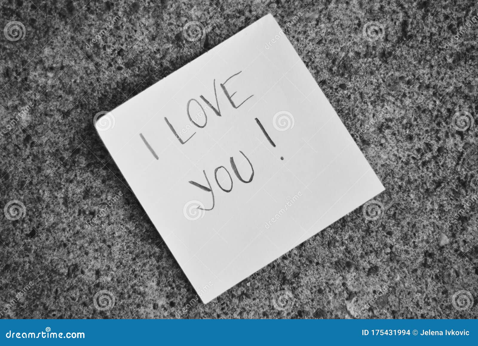 Handwriting I Love You Sticky Note B&W Stock Photo - Image of ...
